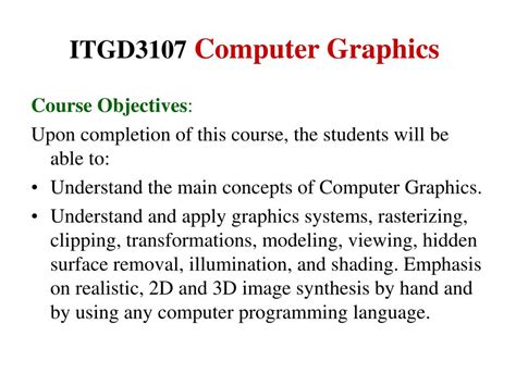 Ppt Computer Graphics Powerpoint Presentation Free Download Id5182328