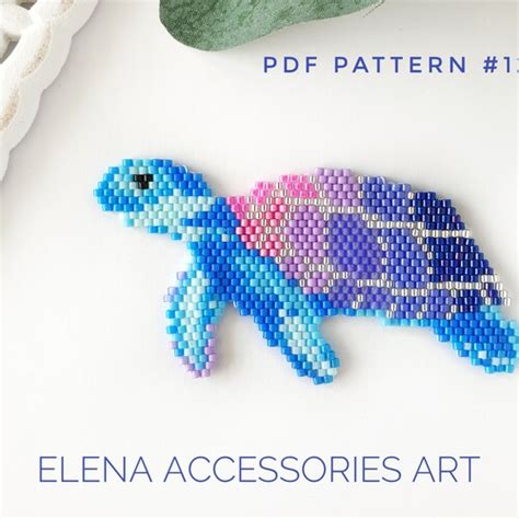 Sea Turtle 2 Peyote Bead Pattern Bracelet Cuff Bookmark Etsy