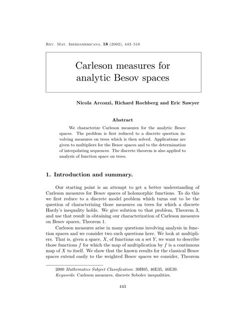 Pdf Carleson Measures For Analytic Besov Spaces