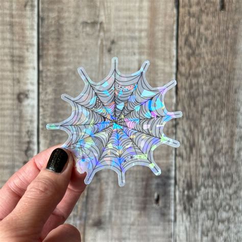 Holographic Spider Web Sticker Cobweb Halloween Sticker Semi