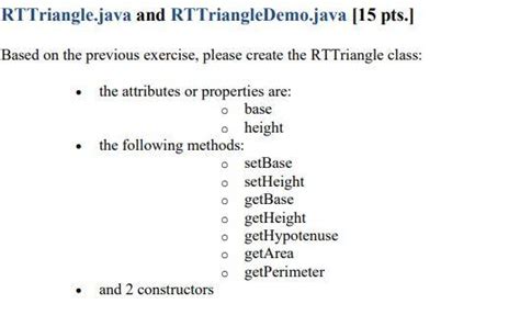 solved rttriangle java and rttriangledemo java [15 pts ]