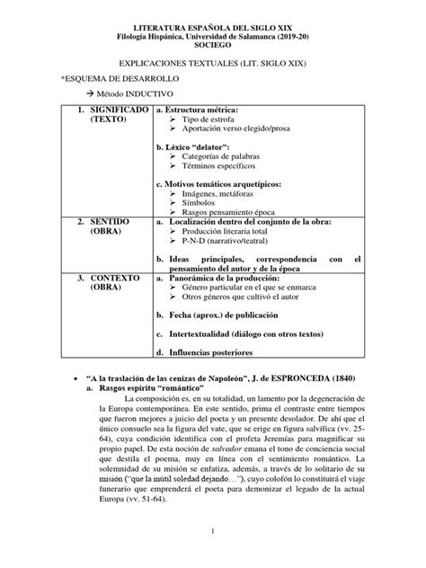 Lit Esp S Xix Pautas Comentario Pdf