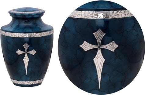 Bold And Divine Elite Cross Blue Cloud Decorative Cremation Urn Large
