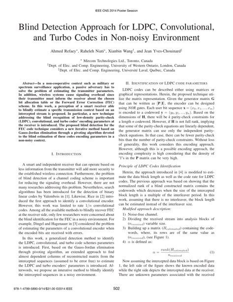 pdf blind detection approach for ldpc convolutional and turbo codes