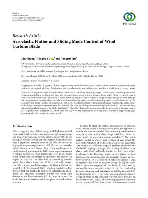 PDF Aeroelastic Flutter And Sliding Mode Control Of Wind Turbine Blade