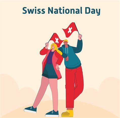 스위스 국경일 벡터 일러스트 레이 션 프리미엄 벡터