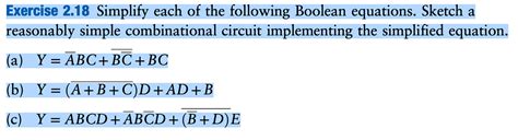 Solved Exercise 2 18 ﻿simplify Each Of The Following Boolean