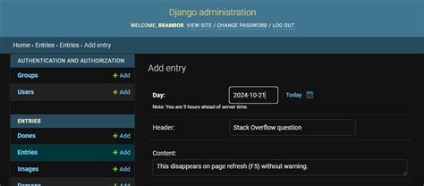 django admin warn before page refresh on adding editing stack overflow