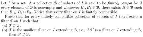 solved let i be a set a a collection b of subsets of i is