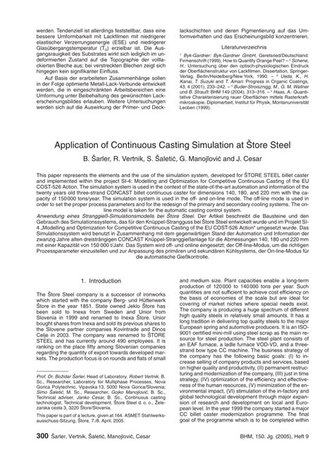 pdf application of continuous casting simulation at štore steel