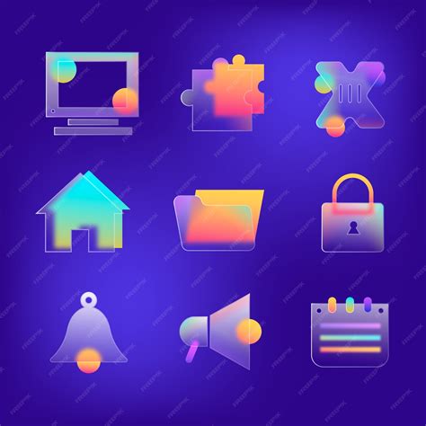 Premium Vector Gradient Glassmorphism Effect Symbols
