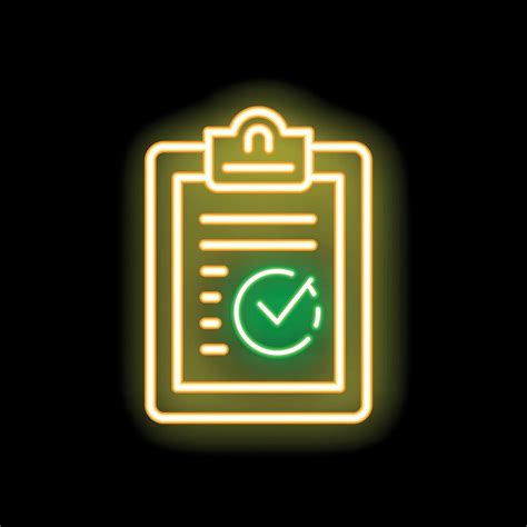 Neon Green Checklist Clipboard Icon Glowing On Black Background 52795776 Vector Art At Vecteezy