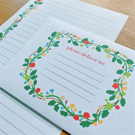 Printable Oak Leaves Flower Crown Letter Writing Set Folky Etsy