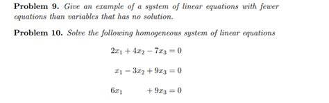 Solved Problem 9 Give An Example Of A System Of Linear Chegg Com