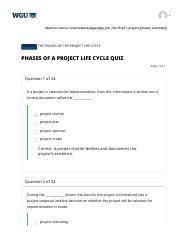 Phases Of A Project Life Cycle Quiz Mod Acrobatiq Pdf Back To Course Courseware Page Wgu