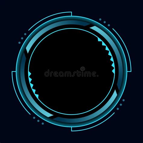 Hud Round Frame Or Border Sci Fi Circular Neon Element For Digital Ui Game Interface