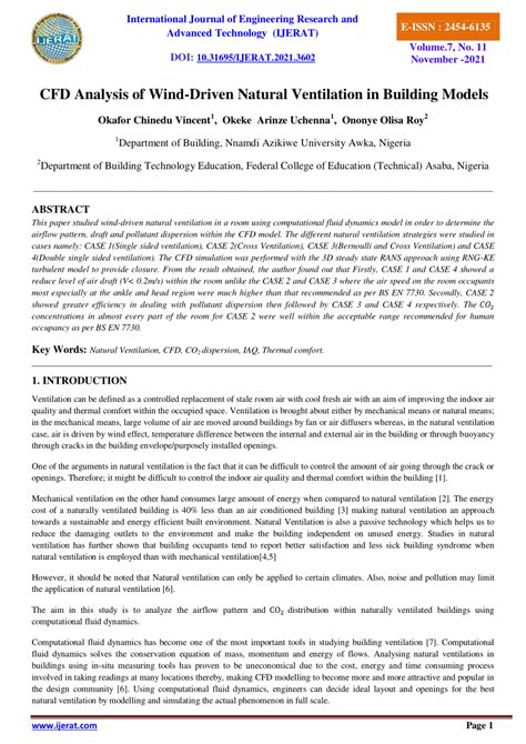 Pdf Cfd Analysis Of Wind Driven Natural Ventilation In Building Models