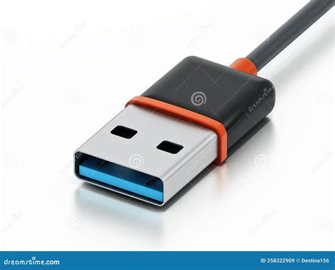 Usb Cable And Plug Isolated On White Background 3d Illustration Stock Illustration