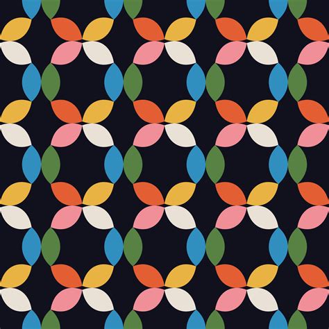 Abstract Retro Geometric Seamless Pattern Bright Colorful Nostalgic