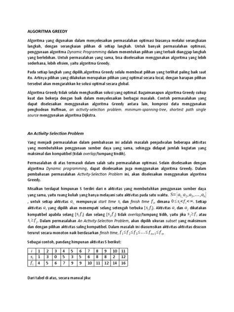 Algoritma Greedy An Activity Selection Problem Pdf