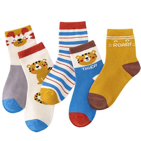 준캡 아동양말 어린이양말 Tiger 중목양말세트 5족세트 온채널