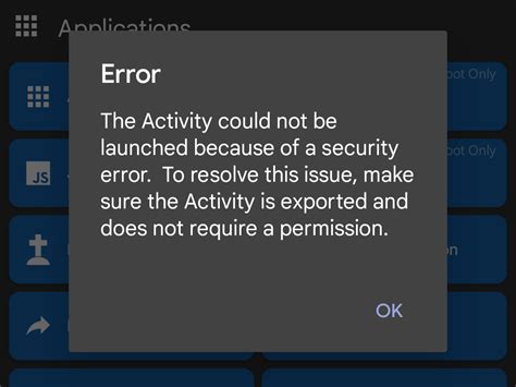 this activity could not be launched because of a security error r