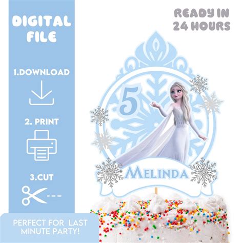 Elsa Cake Topper Elsa Theme Cake Topper Elsa Printable Cake Etsy Uk