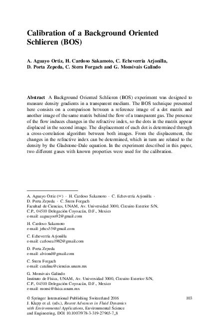 Pdf Calibration Of A Background Oriented Schlieren Bos