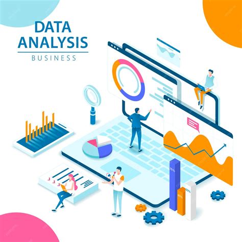 Premium Vector Data Analysis 3d Isometric Style Illustration With