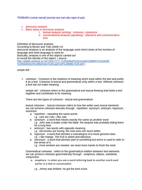 discourse analysis notes pdf word syntax