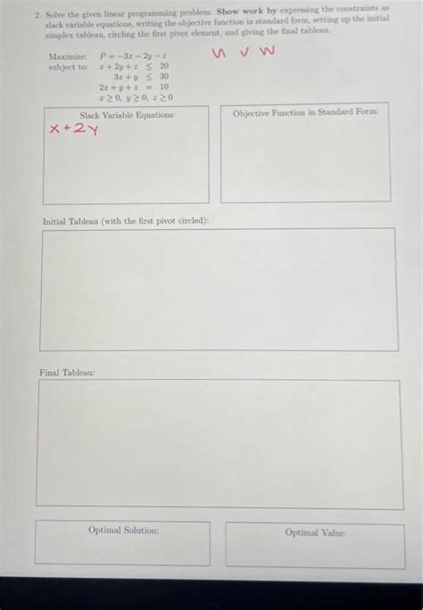 Solved 2 Solve The Given Linear Programming Problem Show