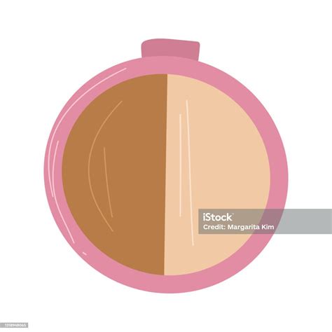 분홍색 케이스에 파우더와 브론저를 메이크업 벡터 핸드 그린 만화 그늘에 대한 스톡 벡터 아트 및 기타 이미지 그늘 메이크업 화장품 반짝이는 Istock