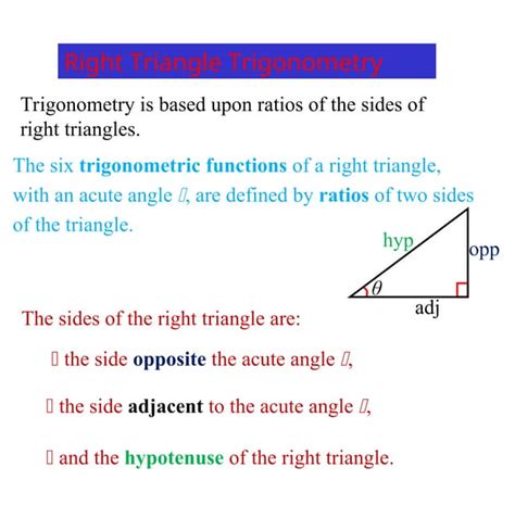 Trigonometry Ratios In Right Triangle Ppt