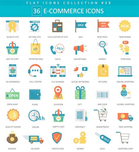 Premium Vector Vector E Commerce Color Flat Icon Set