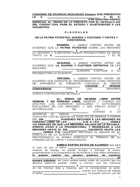 Convenio Divorcio Bilateral Puebla Pdf Divorcio Visa De Viaje