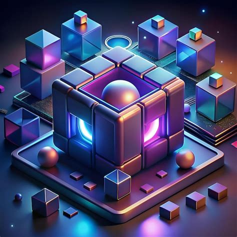 Abstract 3d Composition Of Glowing Geometric Shapes Perfect For Technology Innovation And