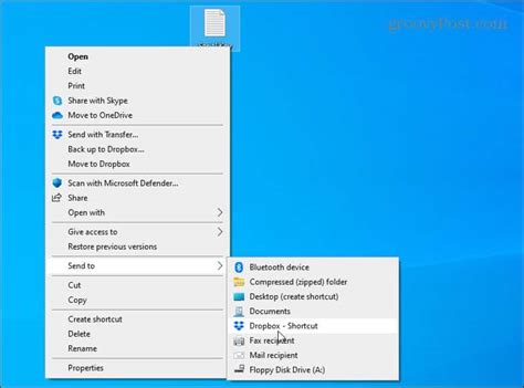 How To Add Dropbox To The Send To Context Menu On Windows
