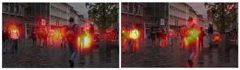 fixation density map left and motion saliency map right