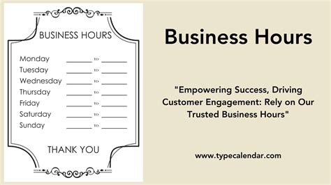 Free Printable Store Hours Template Totally Free Printables