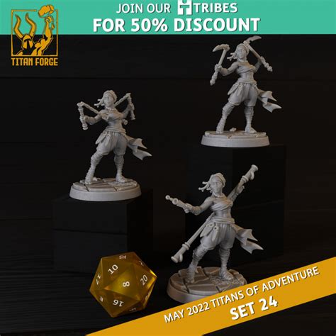 3d Printable Human Female Monk Rpg Hero Character Dandd 5e Titans Of Adventure Set 24 By Titan