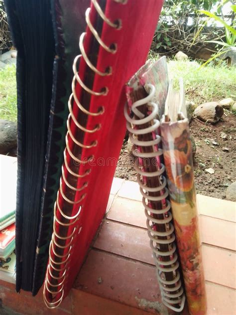 Collection Of Colorful Spiral Bound Notebooks Stock Image Image Of