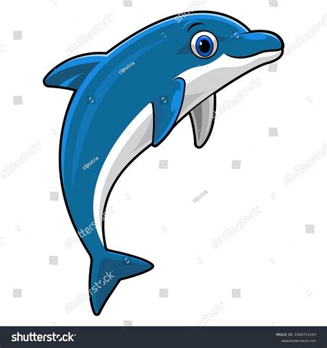 Cute Dolphin Cartoon Jumping On White Stock Vector Royalty Free