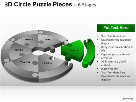 D Circle Puzzle Diagram Stages Slide Layout Ppt Templates PowerPoint Shapes