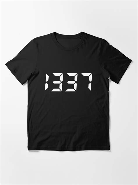 1337 Leet Geekhacker Digital Clock Style White Text T Shirt By