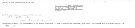 Solved A What Is The Equation Of The Least Squares Chegg