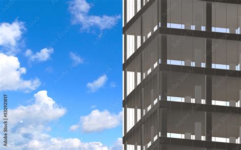 Architecture Building In 3d Graphics As A “prototype” With Reinforced Concrete Floors And