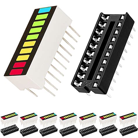 Daokai 8 Pcs 10 Segment Led Bar Graph Display Red Yellow Blue Green Indicator Color