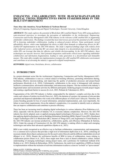 Pdf Enhancing Collaboration With Blockchain Enabled Digital Twins Perspectives From