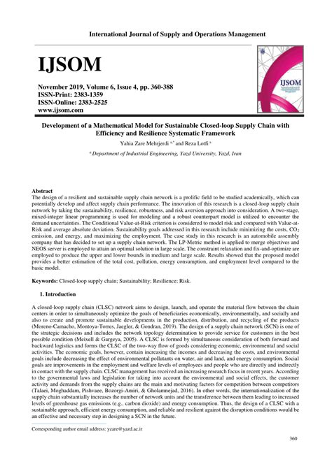 PDF Development Of A Mathematical Model For Sustainable Closed Loop Supply Chain With