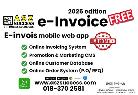 Lhdn E Invoice E Invois My Invois My Invoice App Aplikasi Invois Online Digital Invoice Percuma